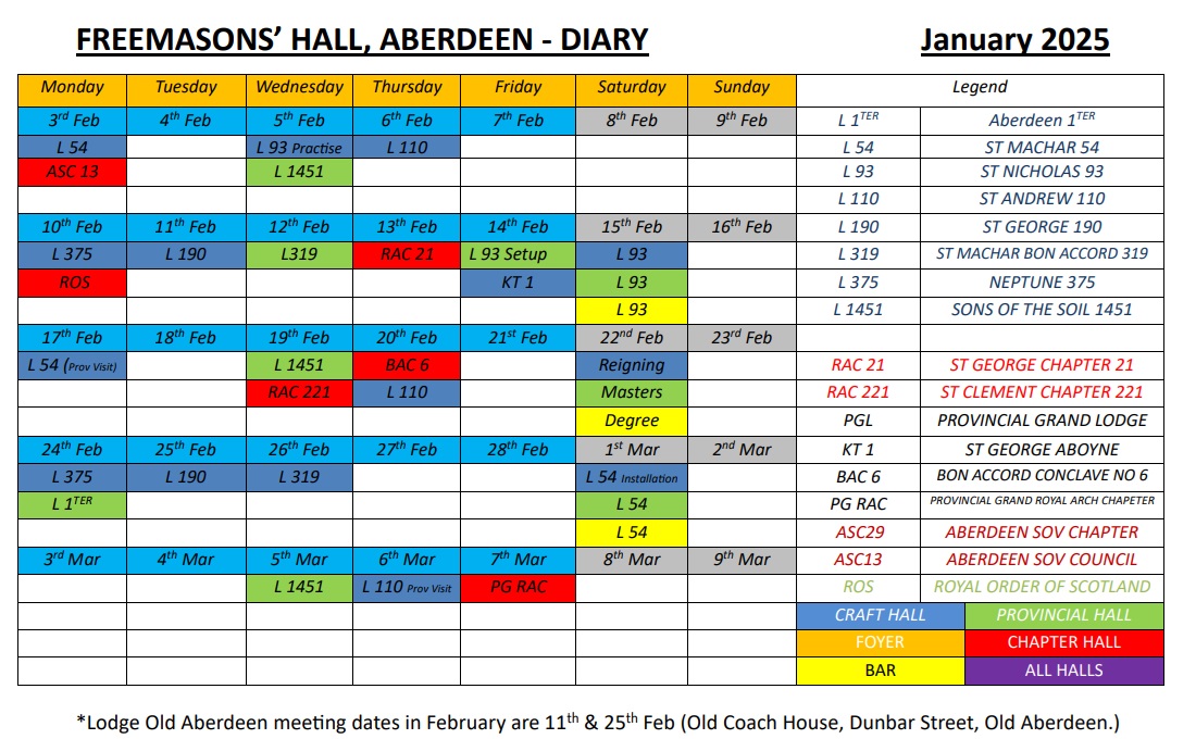 Freemasons’ Hall Calendar & News Feed – Freemasons' Hall Aberdeen