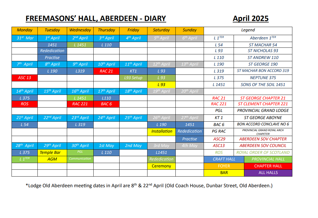 Freemasons’ Hall Calendar & News Feed – Freemasons' Hall Aberdeen